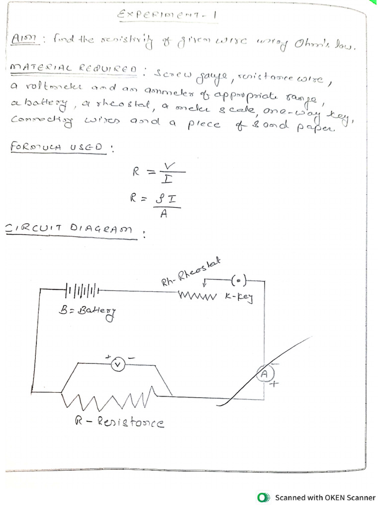 Physics Sample Practical File Class XII (For Term 1) | PDF