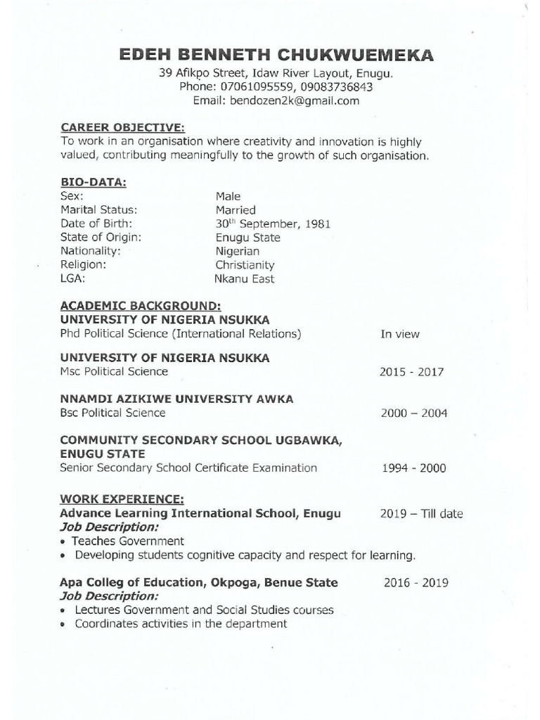 Ben CV and Credentials Main | PDF