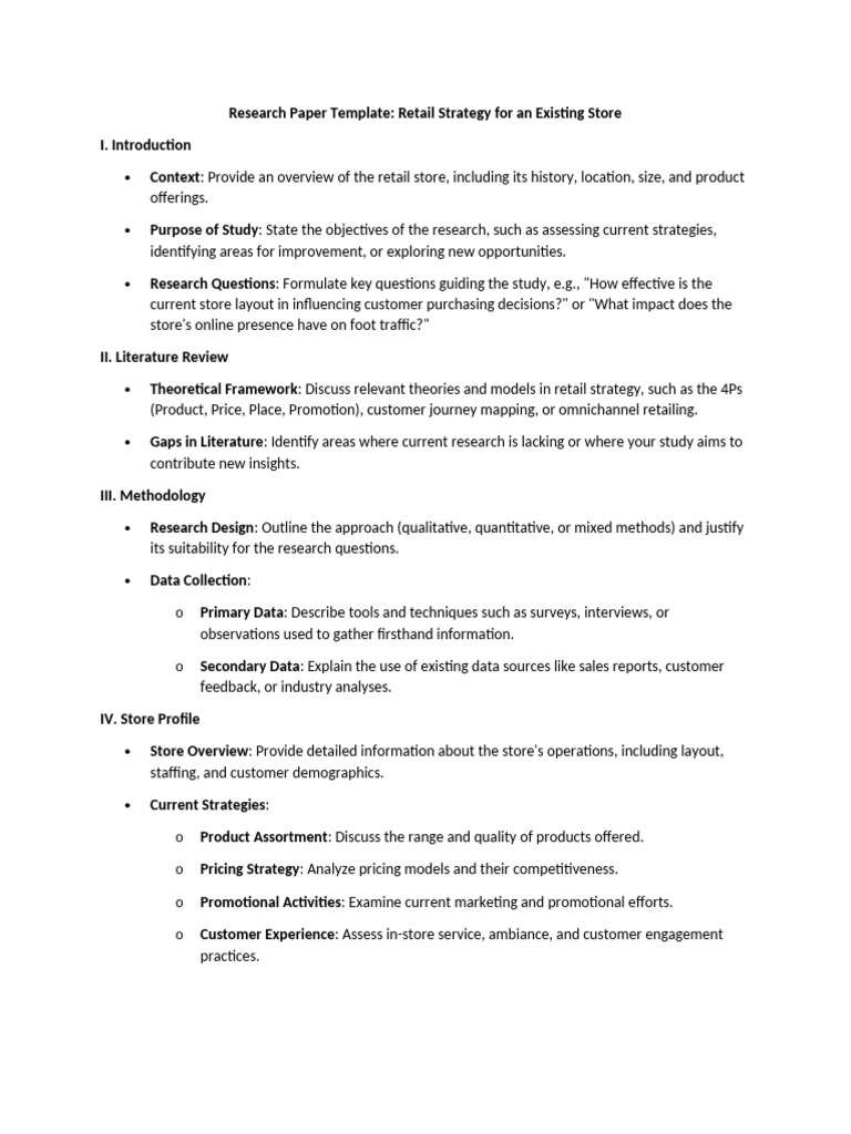 Final Template For Retail Strategy | PDF | Data | Methodology