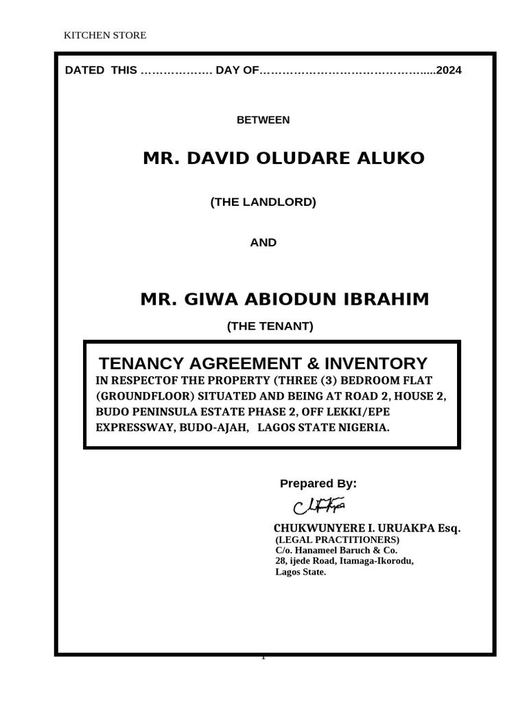 Budo Flat Down Left Agreement 3 Bed 2024 | PDF | Leasehold Estate | Lease