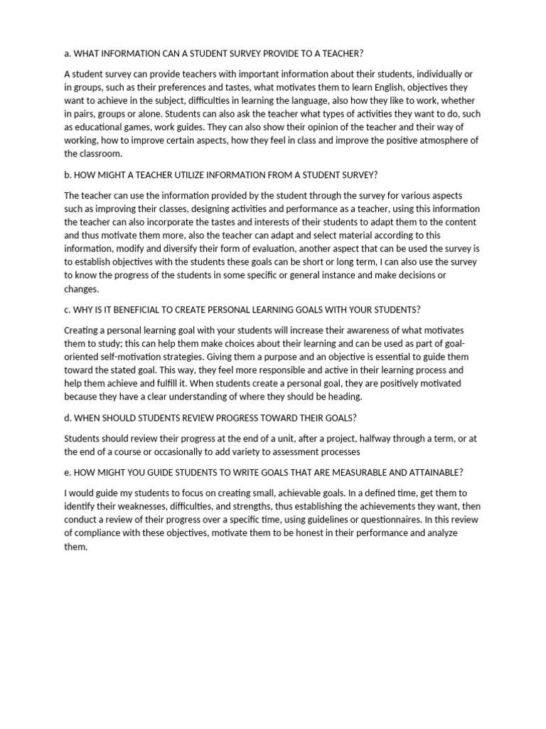 Student Surveys for Effective Teaching | PDF | Teachers | Goal