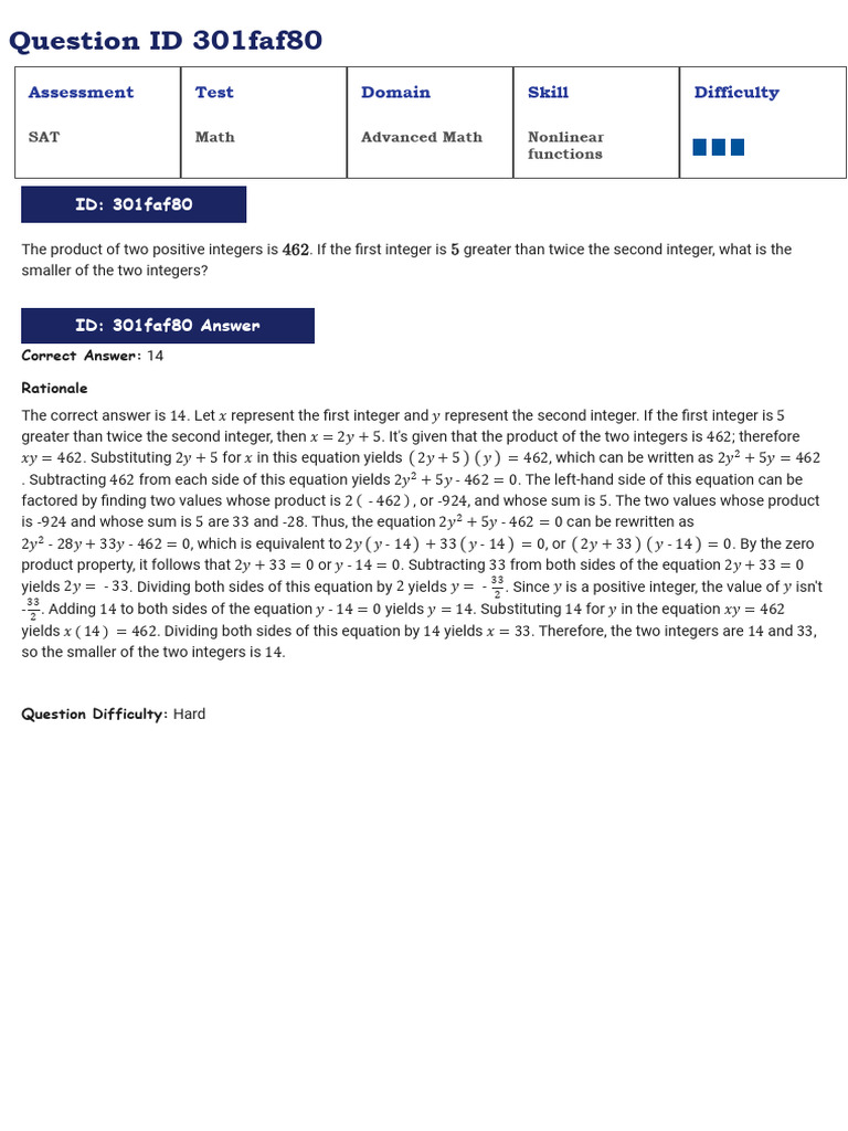 SAT Suite Question Bank - Advance Math AnsResults | PDF | Function ...