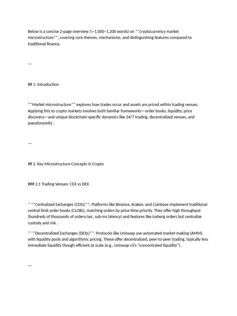 Cryptocurrency Market Microstructure Overview | PDF | Cryptocurrency ...