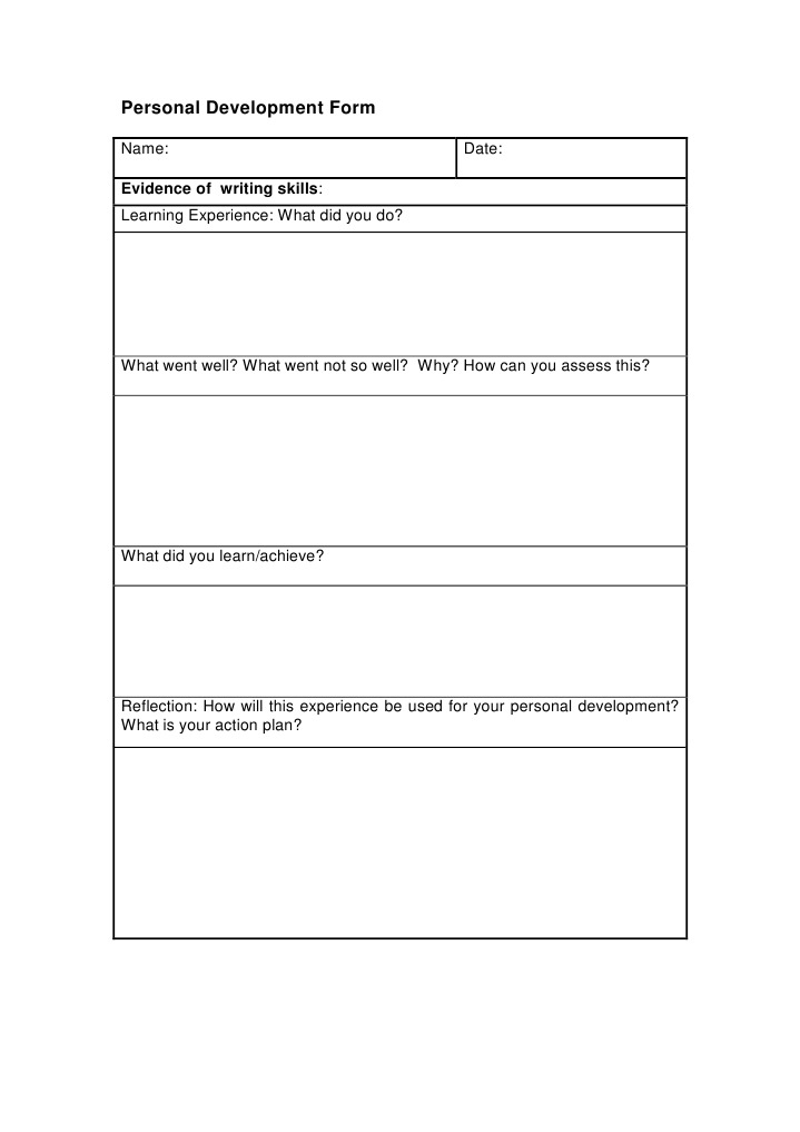 Personal Development Reflection Template | PDF