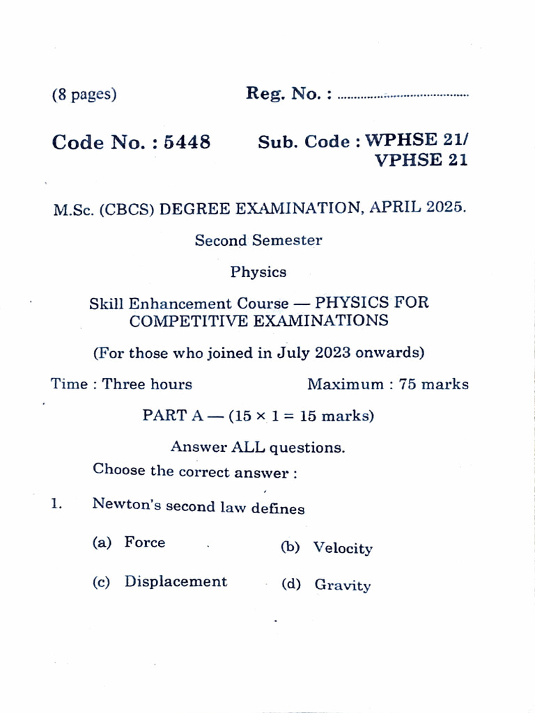 I M.SC Physics For Competitive Examinations | PDF | Electron | Force