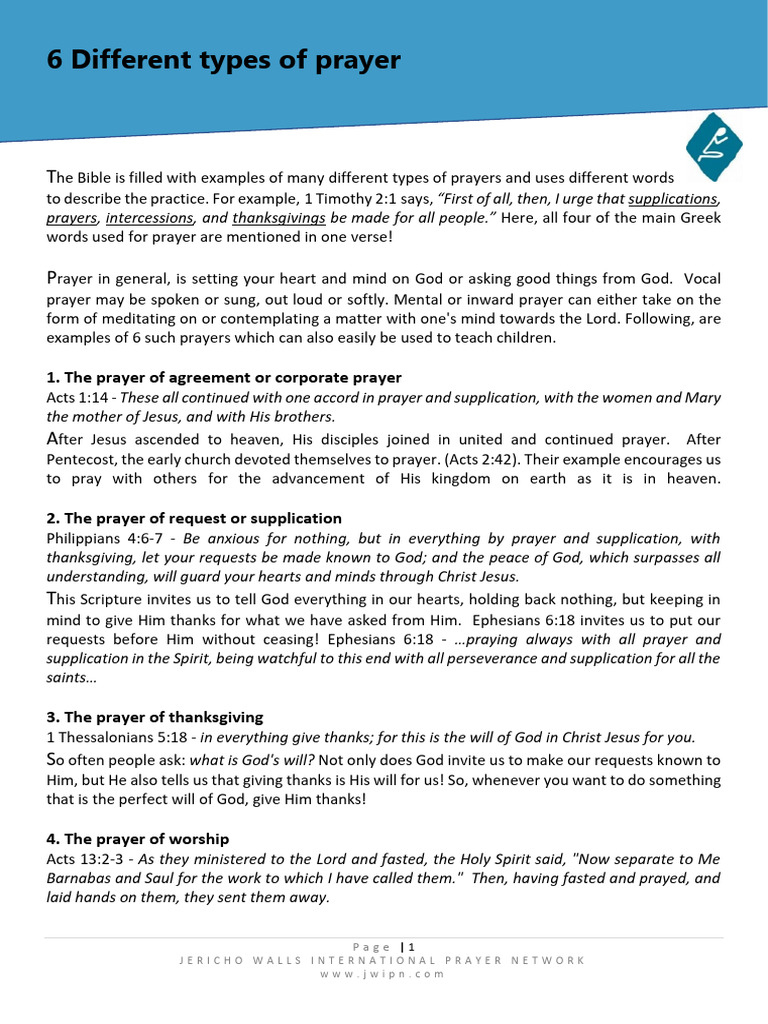 6 Different Types of Prayer 103013 | PDF | Prayer | Intercession