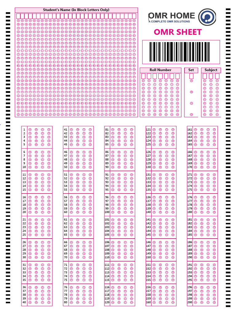 OMR Sheet for 200 Questions PDF | PDF