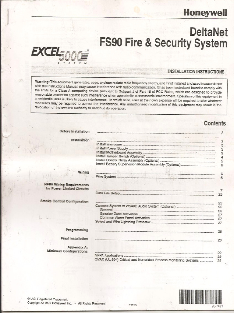 Honeywell - Deltanet Fs90 Installation Manual | PDF