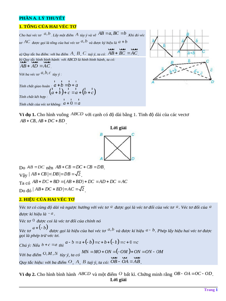 Bài 8. C NG TR Véc Tơ - Đáp Án | PDF