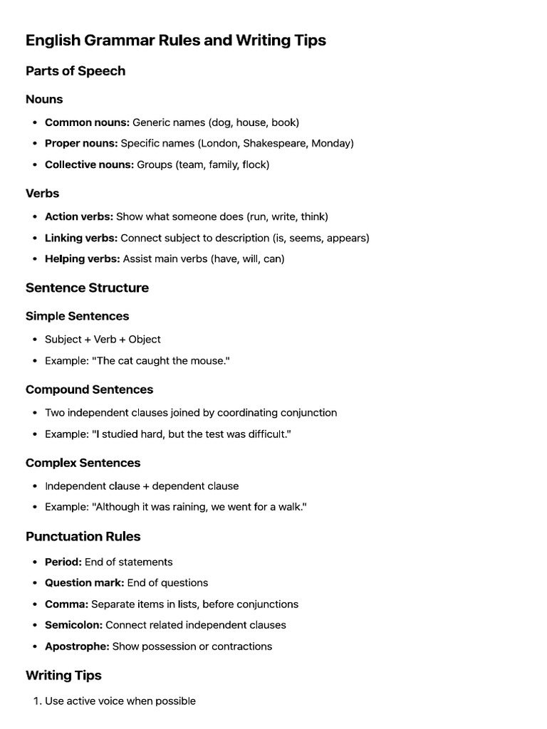 English Grammar Rules | PDF