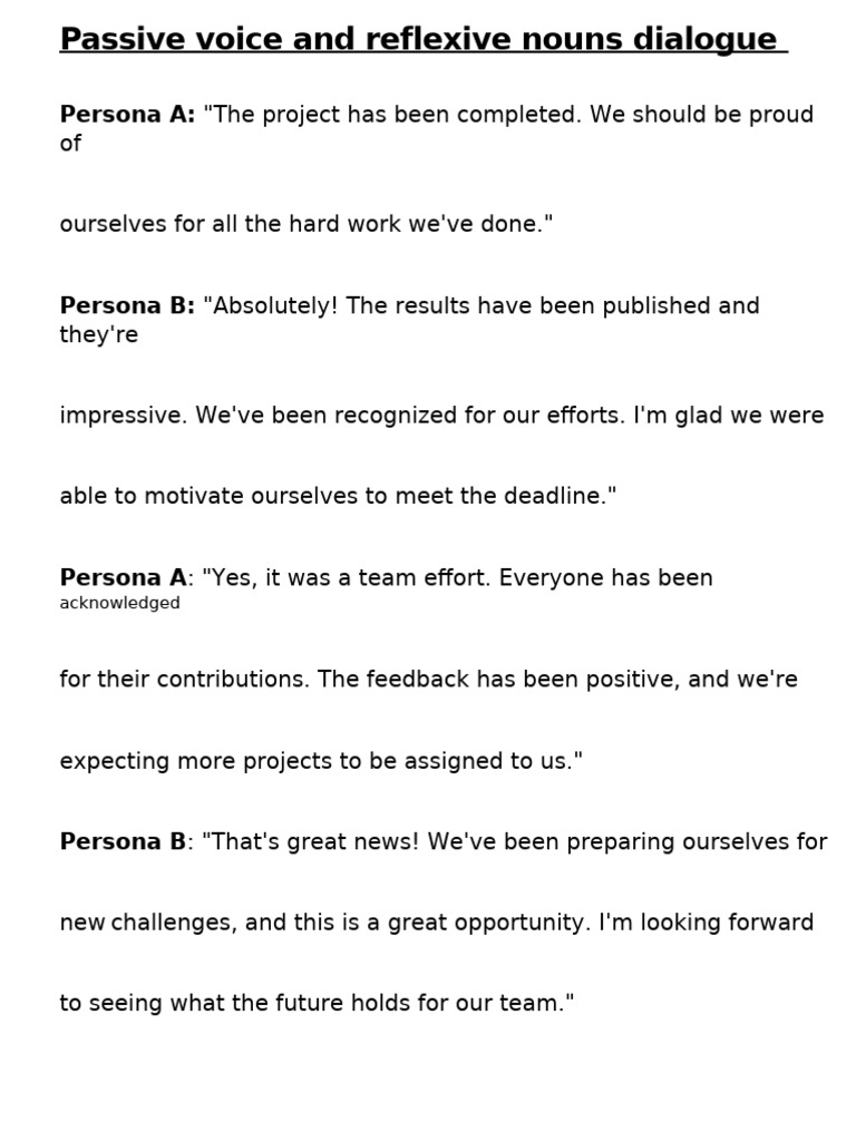 Passive Voice and Reflexive Nouns Dialogue | PDF