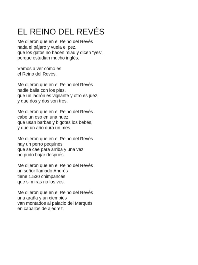 Poema del Reino del Revés | PDF