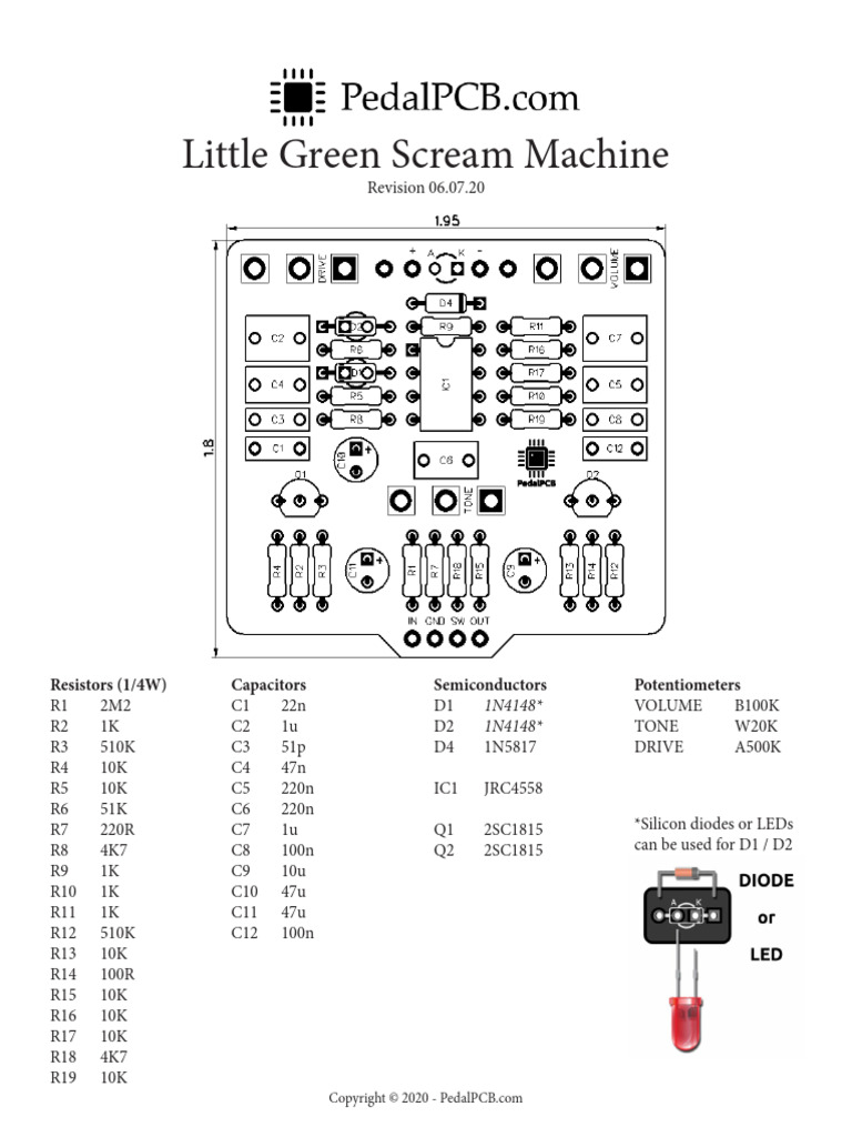 Little Green Scream Machine Overdrive - Schematic | PDF | Electronics ...