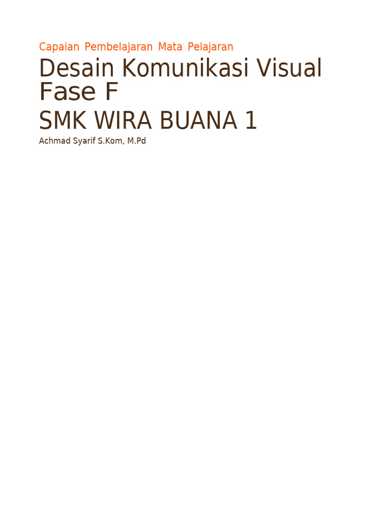 Achmad Syarif CP Mata Pelajaran Desain Komunikasi Visual | PDF