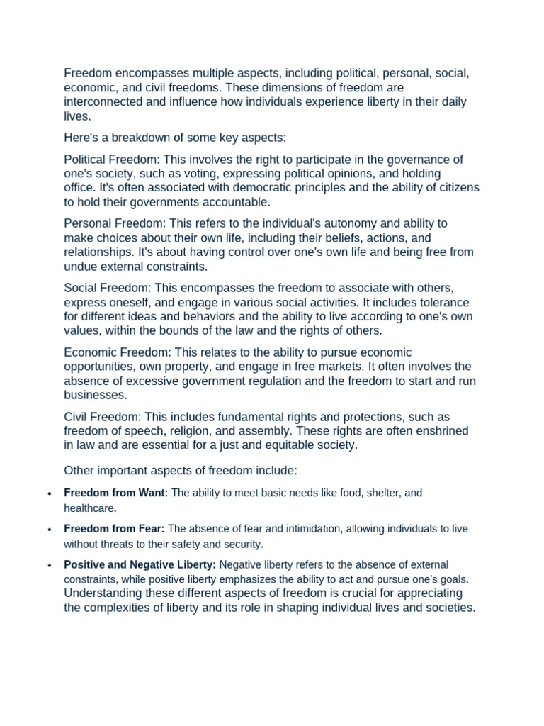 Freedom Encompasses Multiple Aspects | PDF