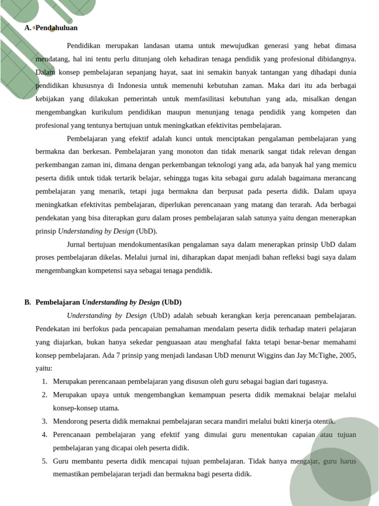 Jurnal 1 Menerapkan Prinsip Understanding by Design Pada Pembelajaran | PDF