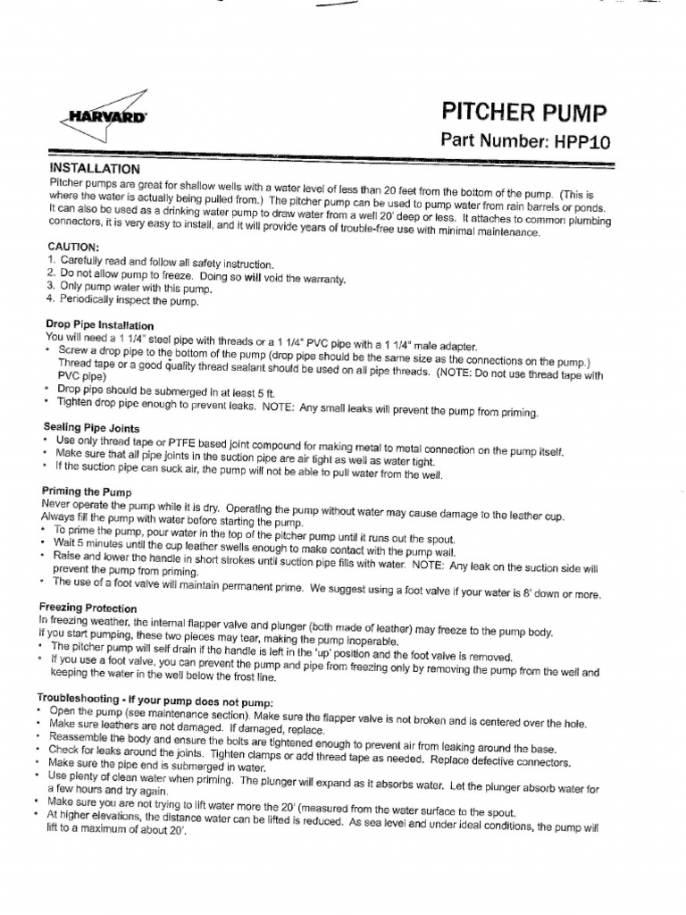 Water Pump Instructions | PDF
