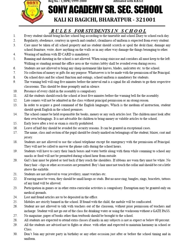 Student Rules | PDF