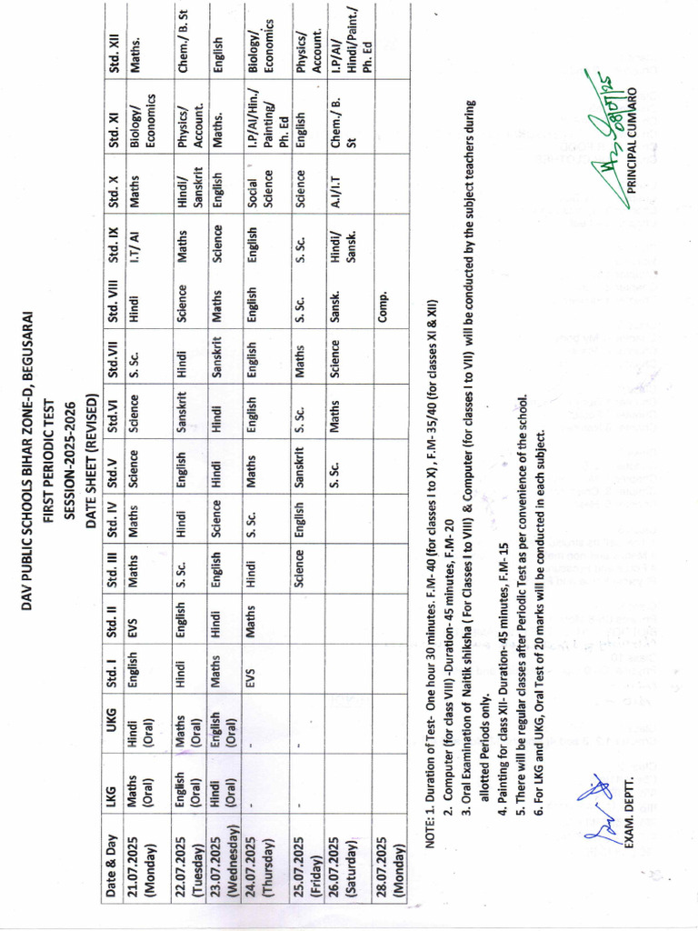 Revised Date Sheet - pt-1 | PDF