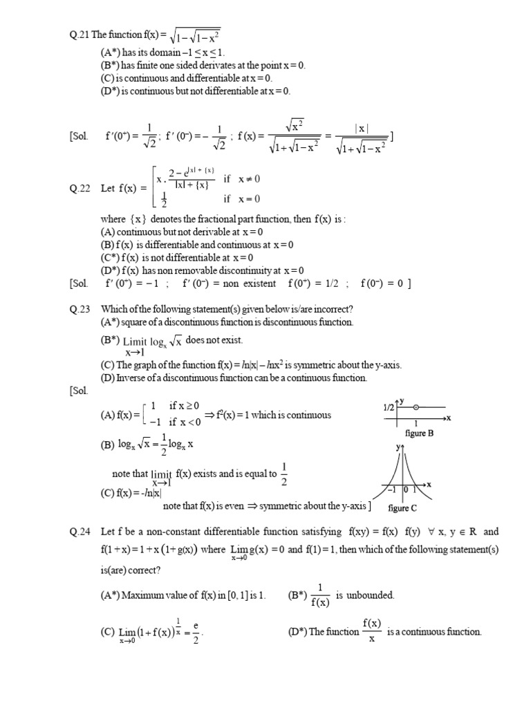 Discontinuity and Differentiability Analysis | PDF | Function ...