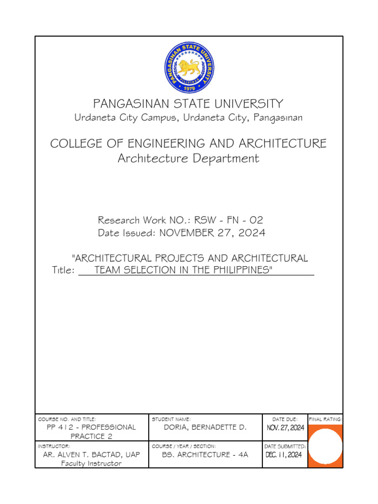 Architectural Team Selection in the Philippines | PDF | Sustainable ...