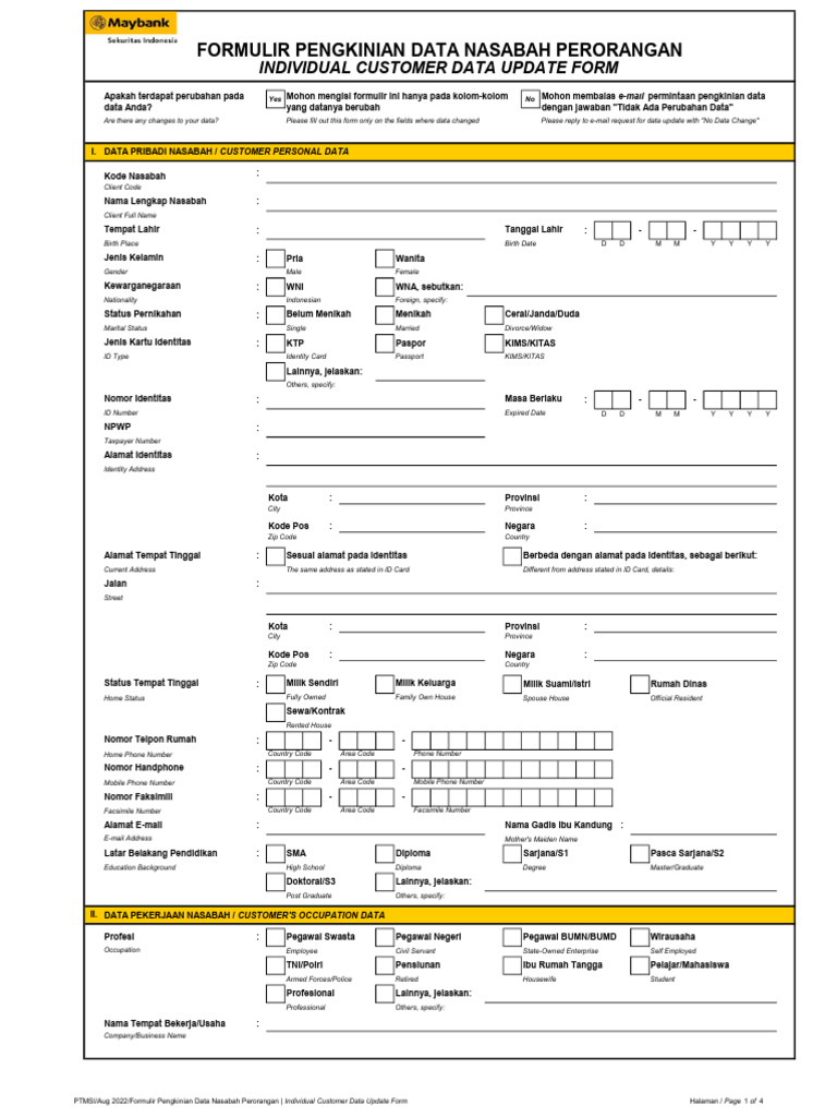 Formulir Pengkinian Data Dan PDP 2025 | PDF