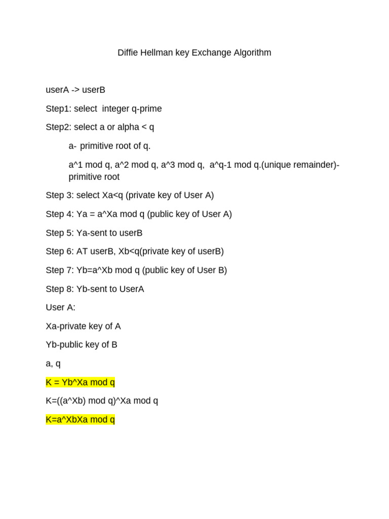 Diffie-Hellman Key Exchange Explained | PDF