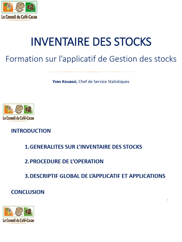 Formation sur l'inventaire des stocks | PDF | Application | Stock