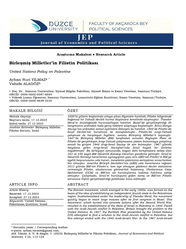 Birle - Mi - Milletler - in Filistin Politikas - (#1406141) - 3604672 | PDF
