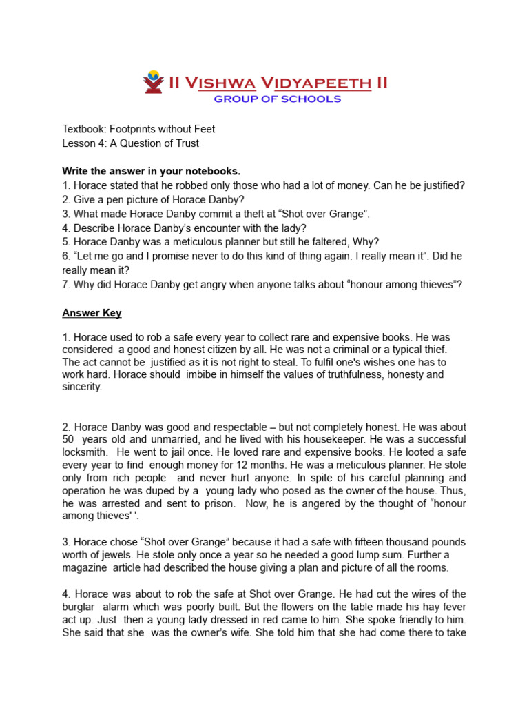 Question of Trust (Notes of The Lesson) | PDF