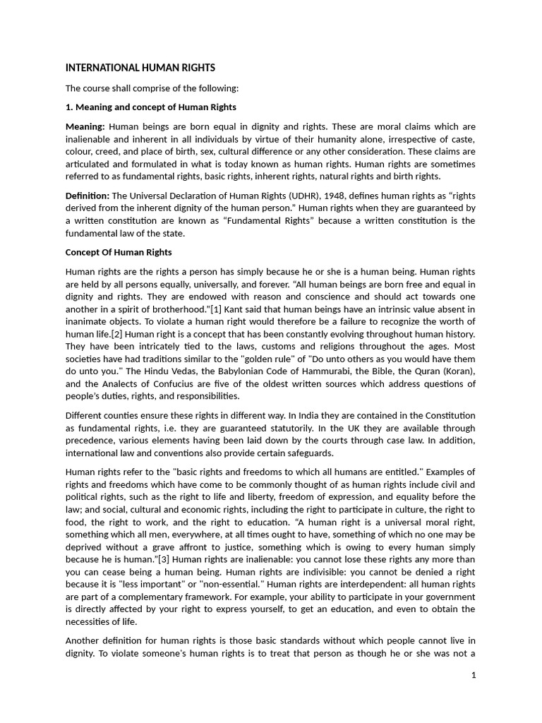 International Human Right Notes | PDF | Human Rights | European ...