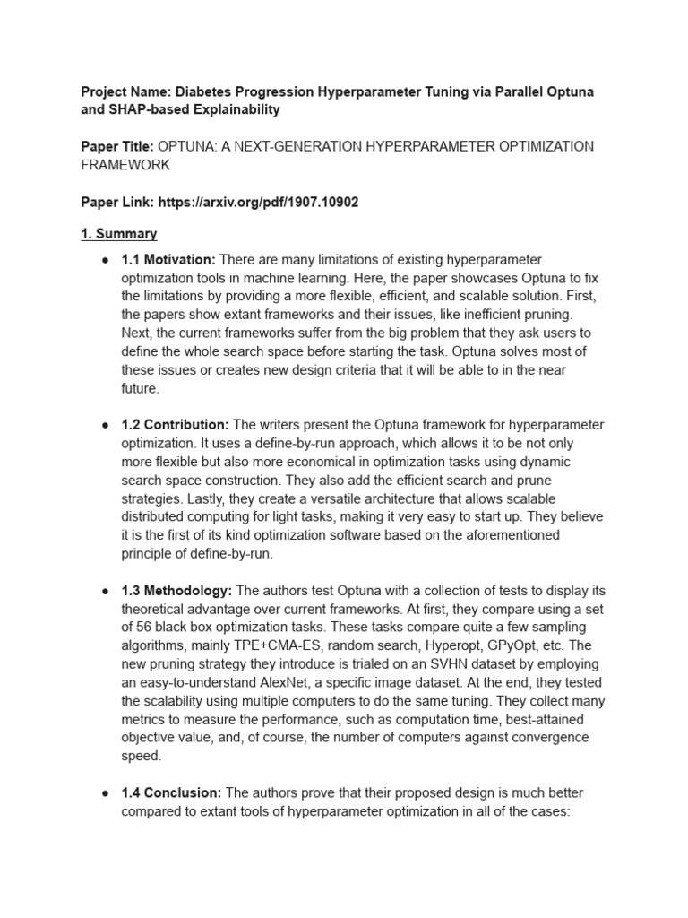 Diabetes Progression Hyperparameter Tuning Via Parallel Optuna and SHAP ...