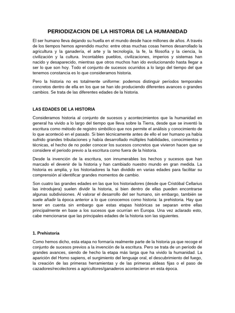 Periodizacion de La Historia de La Humanidad | PDF | Edades medias ...
