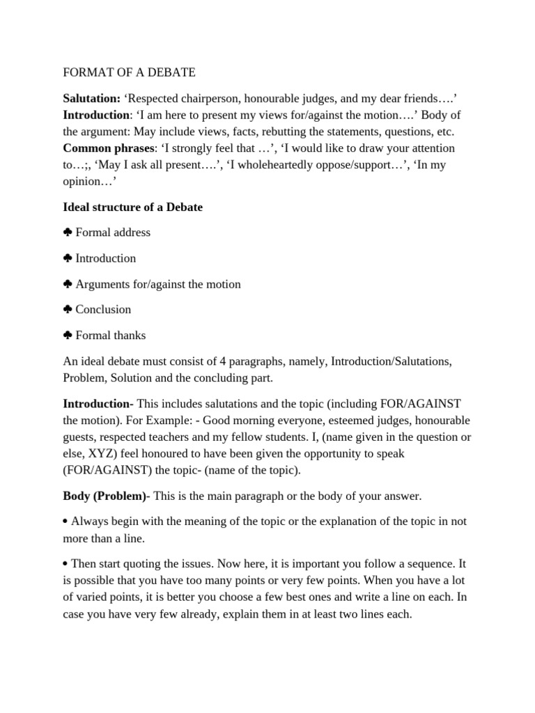 Debate Writing Format Guide | PDF | Argument