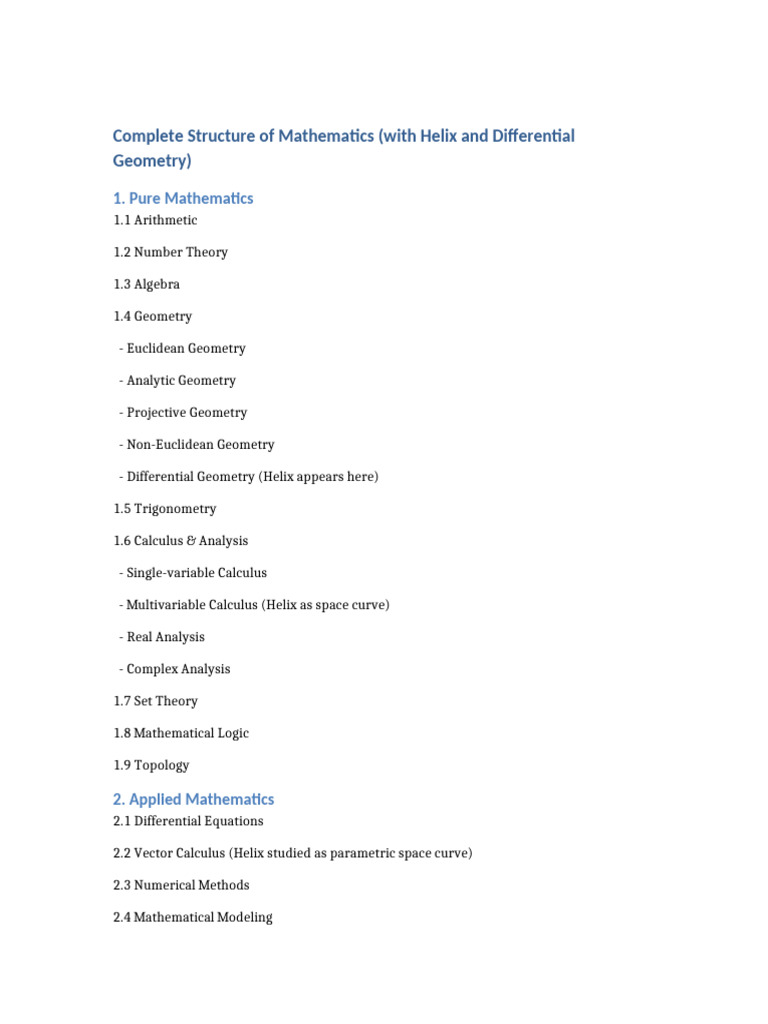 Mathematics Structure With Helix and Differential Geometry | PDF