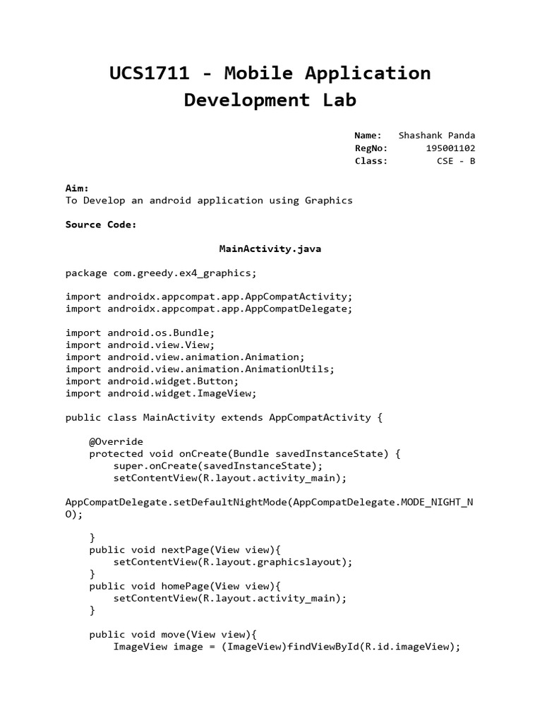 UCS1711 - Ex3 - 195001102.docx-2 | PDF | Android (Operating System) | Computing