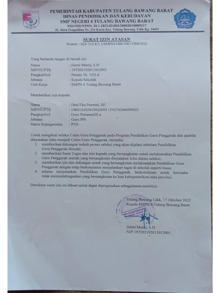 SK Izin Atasan | PDF