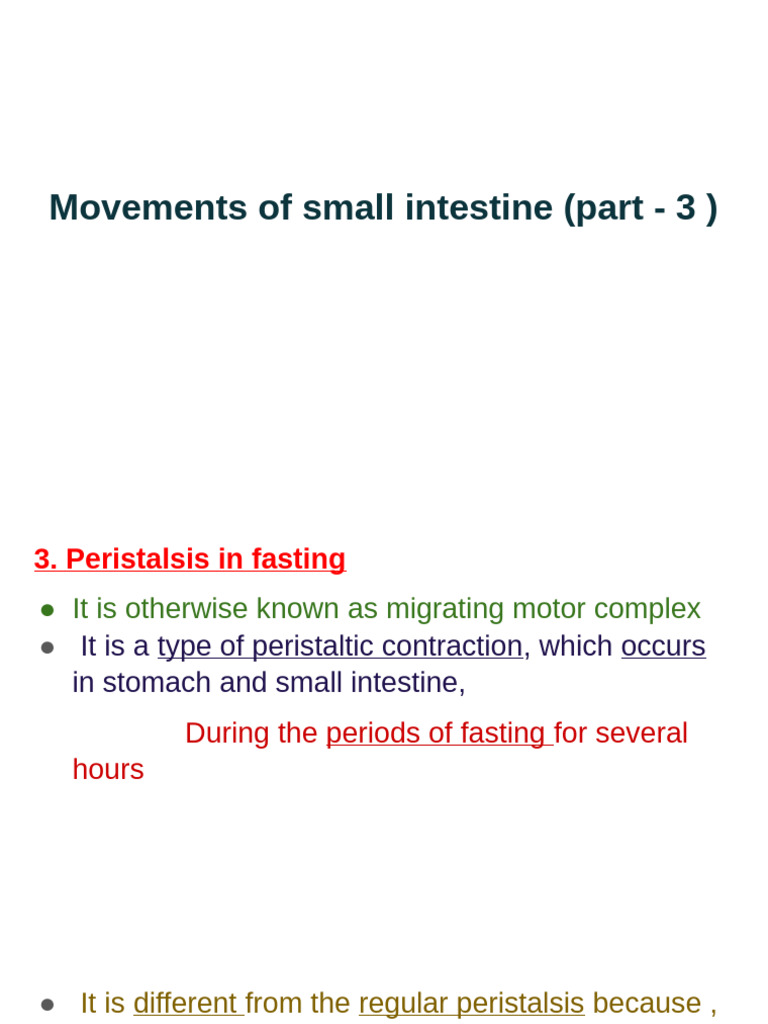 Movements of Small Intestine (Part - 3) | PDF