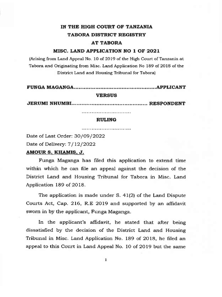 Funga Maganga Vs Jerumi Nhumbi (Misc Land Application 1 of 2021) 2022 ...