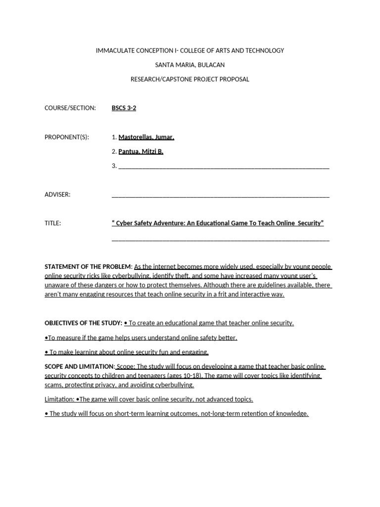 Research and Capstone Project Proposal 2024 | PDF