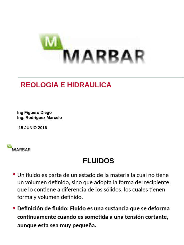 Capacitacion Reologia e Hidraulica - Marbar Parte Ii | PDF | Numero Reynolds | Presión