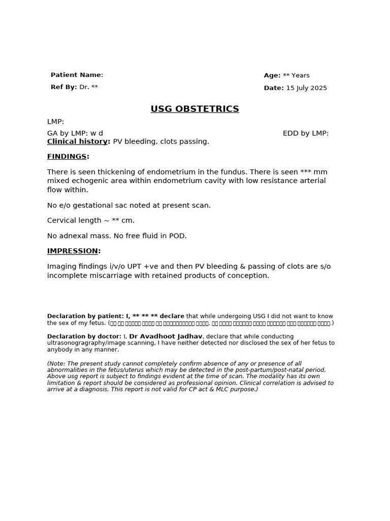 Usg Ob Rpoc | PDF