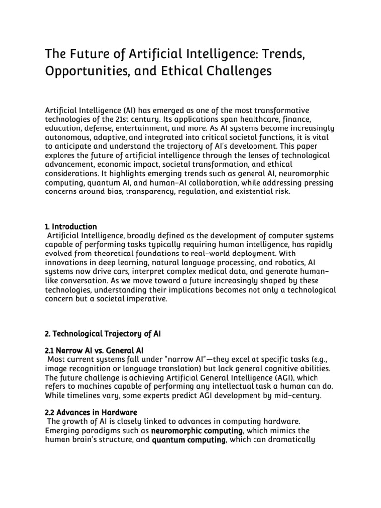 Future Trends in Artificial Intelligence | PDF | Artificial ...