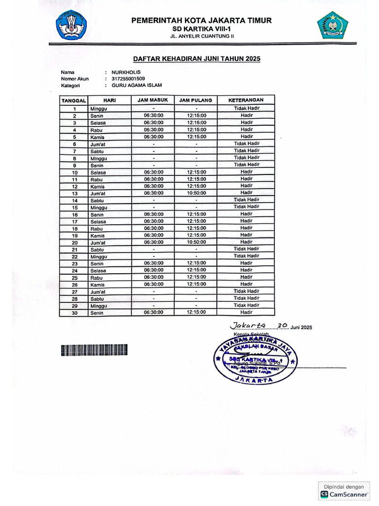 Absen Juni 2025 | PDF