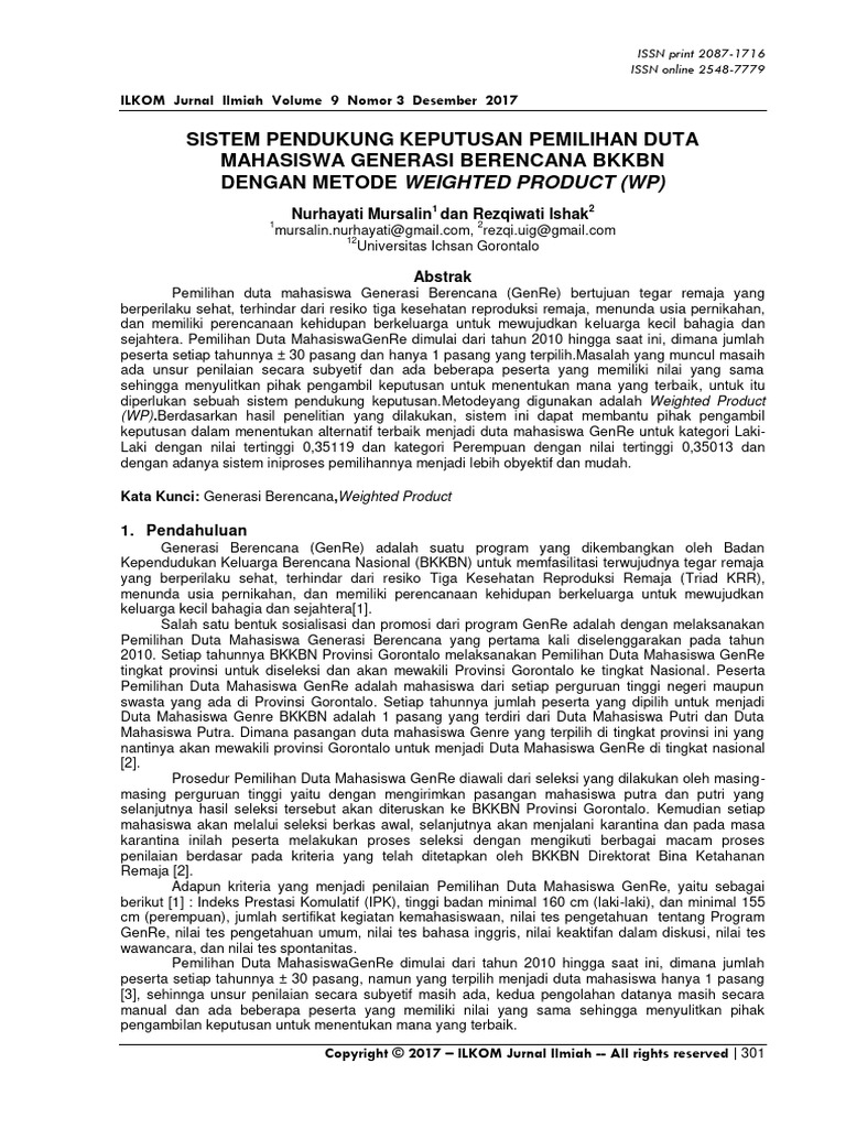 Sistem Keputusan Duta Mahasiswa GenRe | PDF