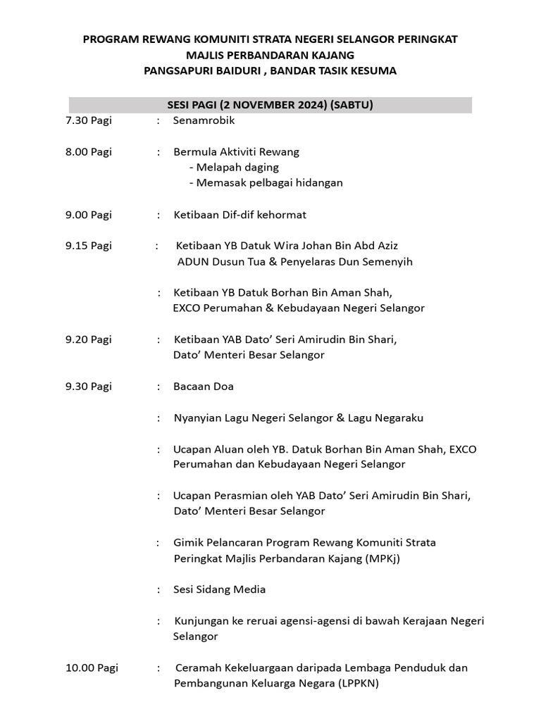 Program Rewang Komuniti Selangor 2024 | PDF