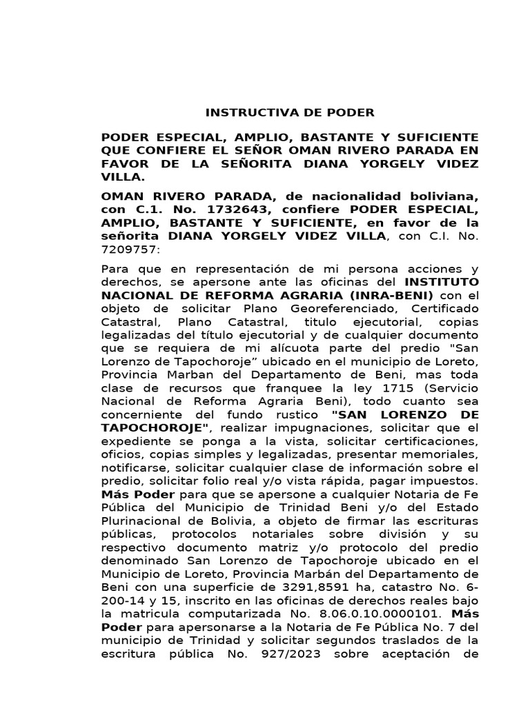 Instructiva de Poder | PDF