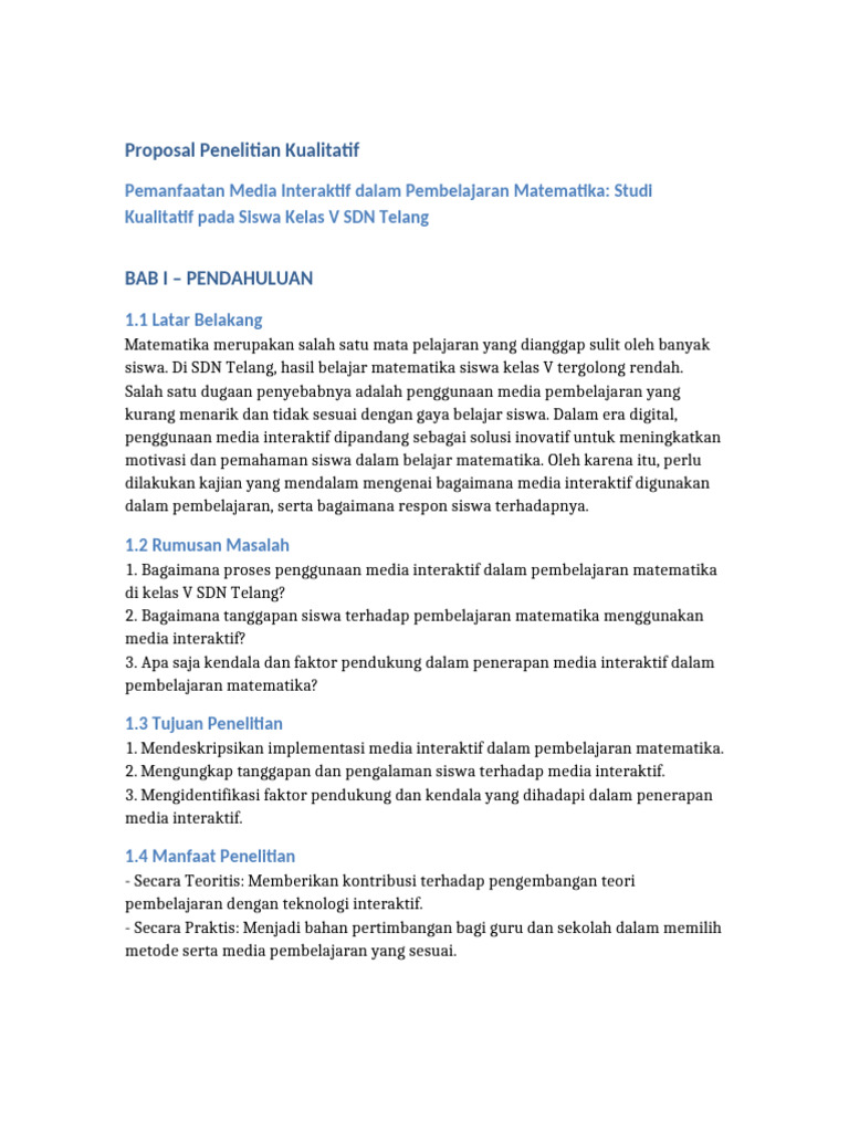 Proposal Penelitian Kualitatif Media Interaktif Devi Lestari | PDF