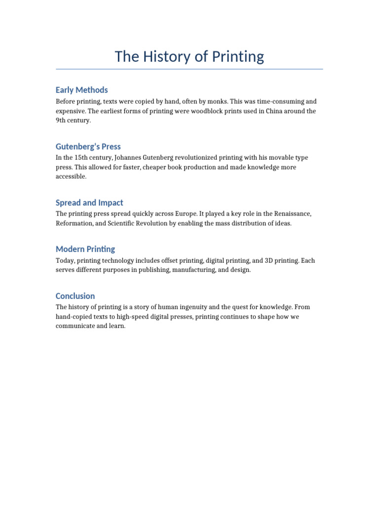 The History of Printing | PDF