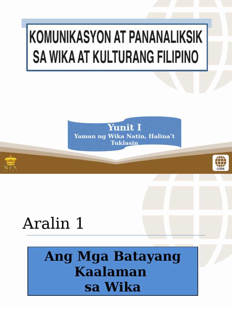 KPWKP Aralin 1 Ang Mga Batayang Kaalaman Sa Wika | PDF